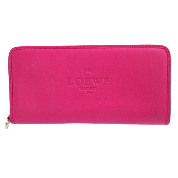 Loewe | Bags | Loewe Heritage Leather Pink Round Zip Long Wallet | Poshmark